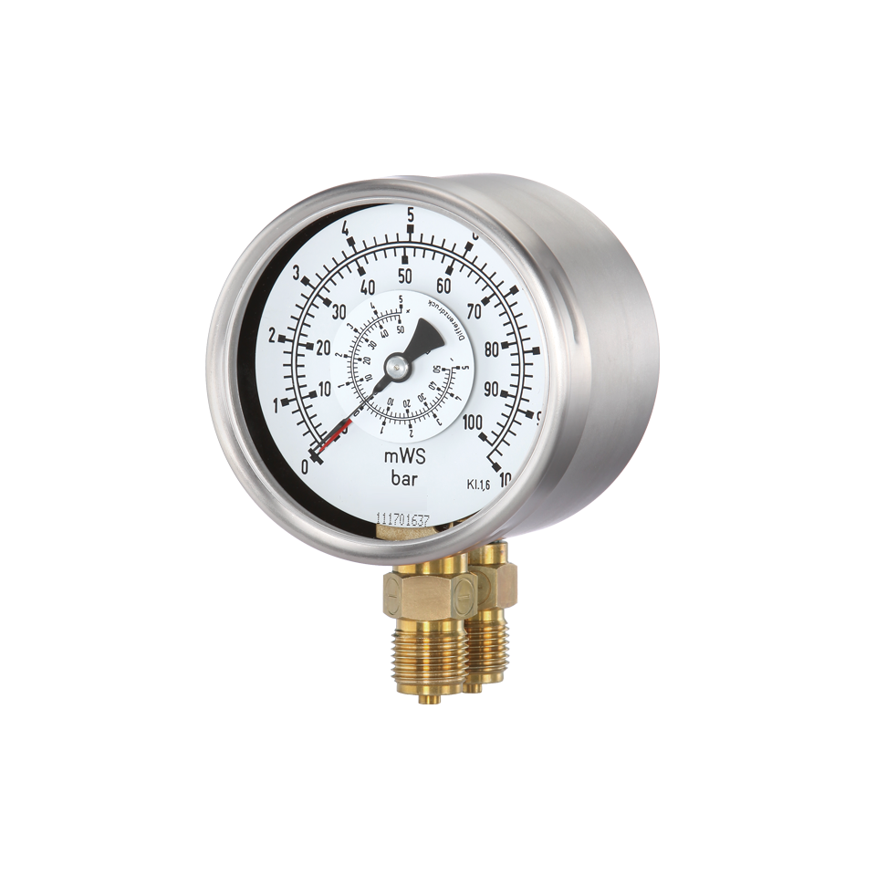 Manómetro diferencial con 2 tubos Bourdon tipo MDE